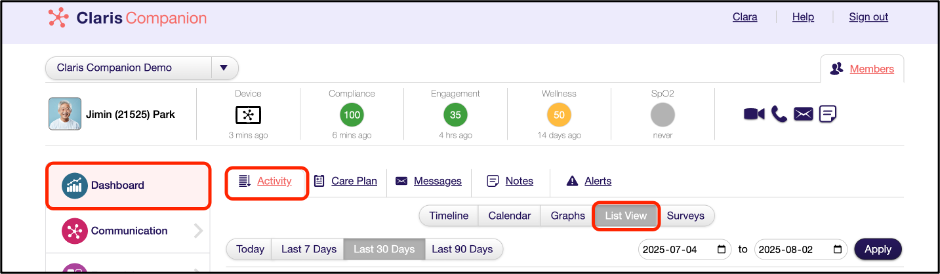 How do I view the member's numerical data? – Claris Companion Help Center